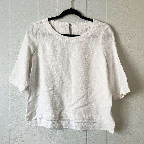 Cloth Scenery | Tops | Cloth Scenery Swiss Dot White Linen Top Womens ...